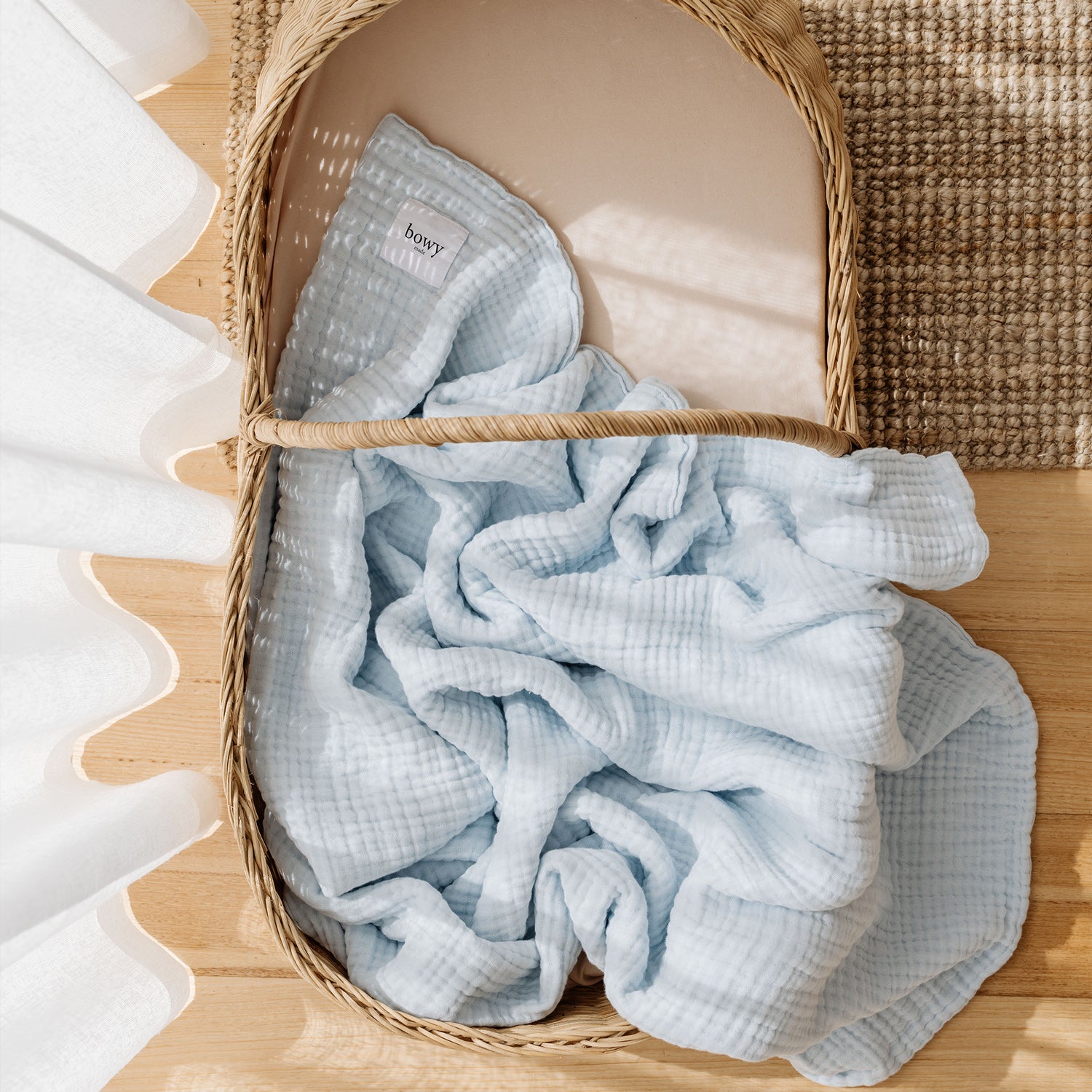 Muslin Bubble Blanket - Powder Blue – Bowy Made
