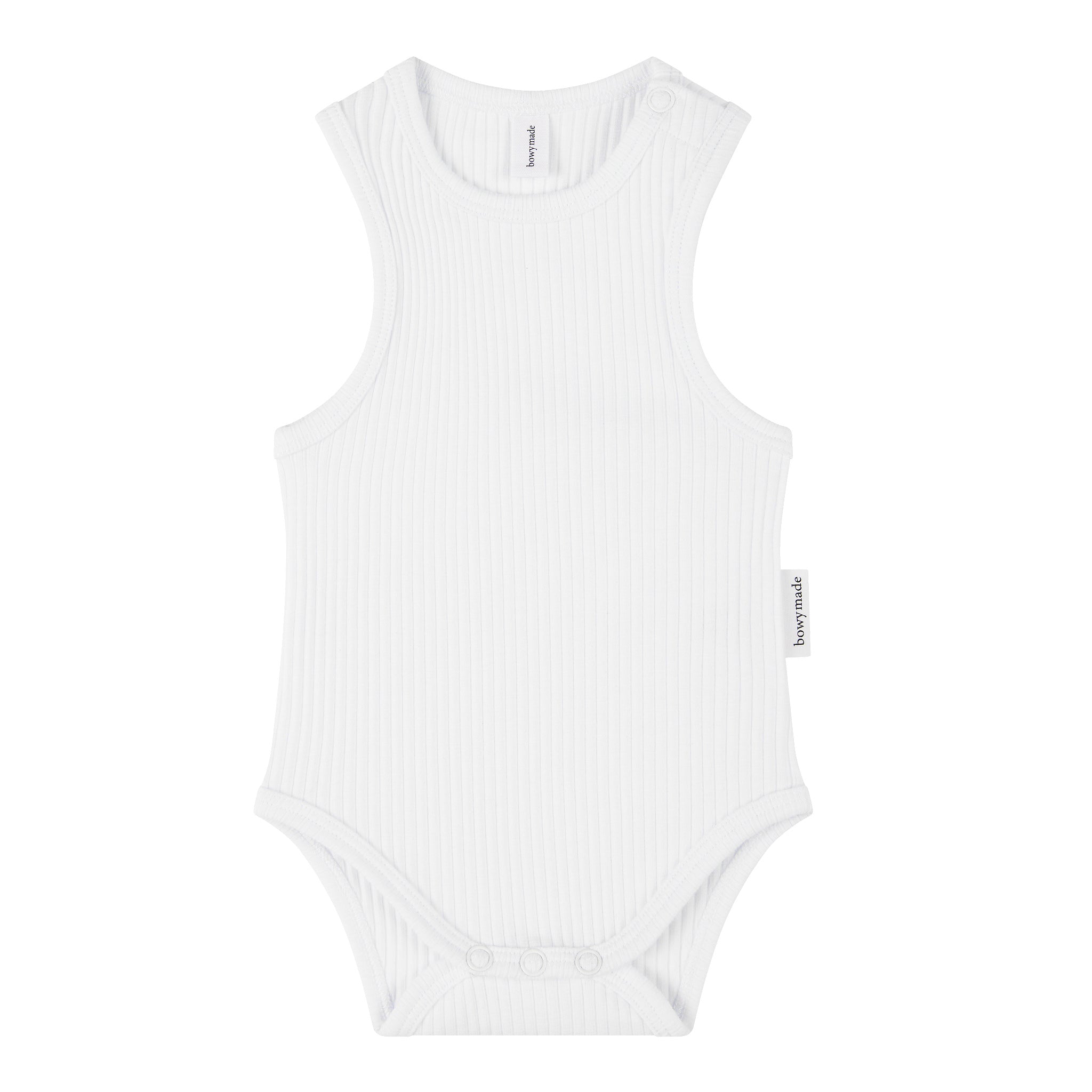 Ribbed Baby Summer Onesie – White | Bowy Made – Bowy Made