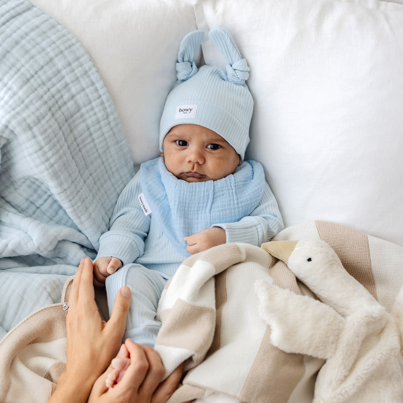 Blue Cotton Dribble Bib | Bowy Made – Bowy Made