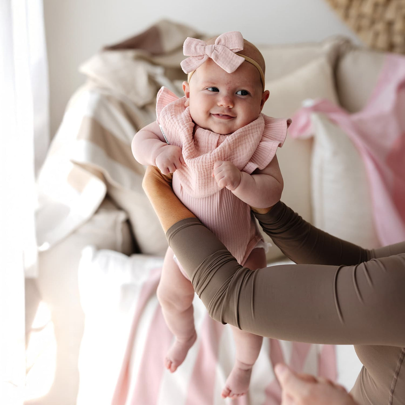 Pink Cotton Dribble Bib | Bowy Made – Bowy Made